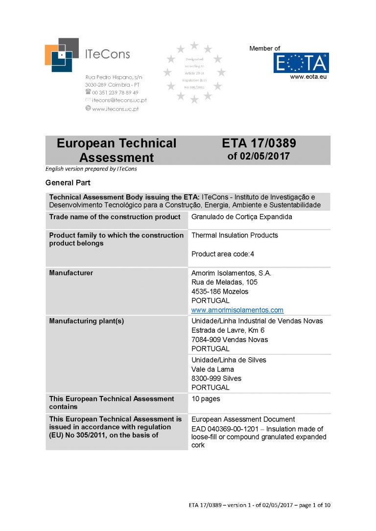 Marcatura CE - ETA 17/389